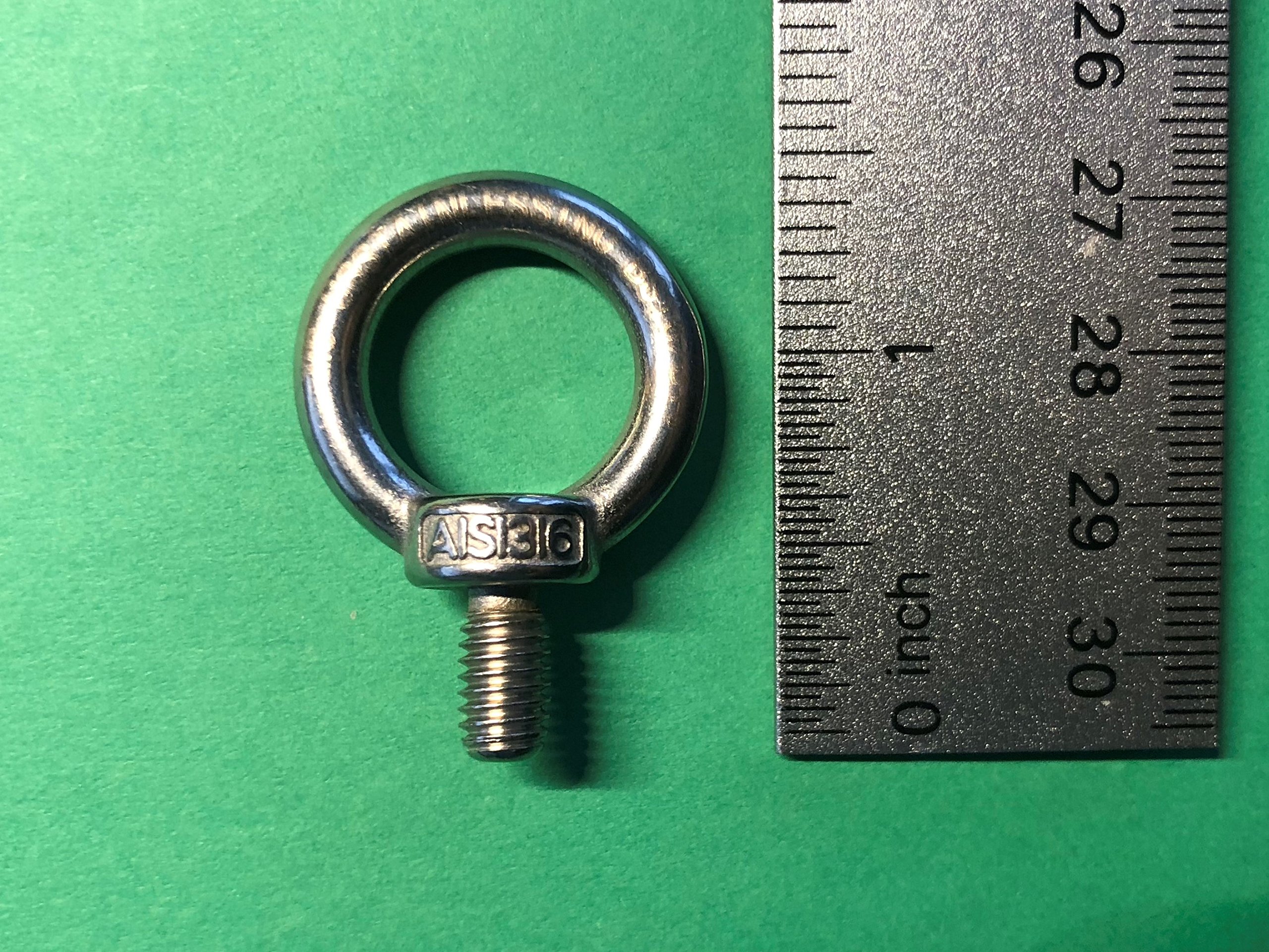 US STAINLESS 4 Pieces Stainless Steel 316 Lifting Eye Bolt 6mm M6 Marine Grade Pitch of 1