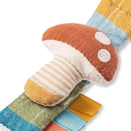 Itzy Ritzy Wrist Rattle β Wearable Itzy Bitzy Rattle for Babies; Made of Soft Cotton and Easily Attaches to Wrist; Makes Gentle Rattle Sound; Mushroom