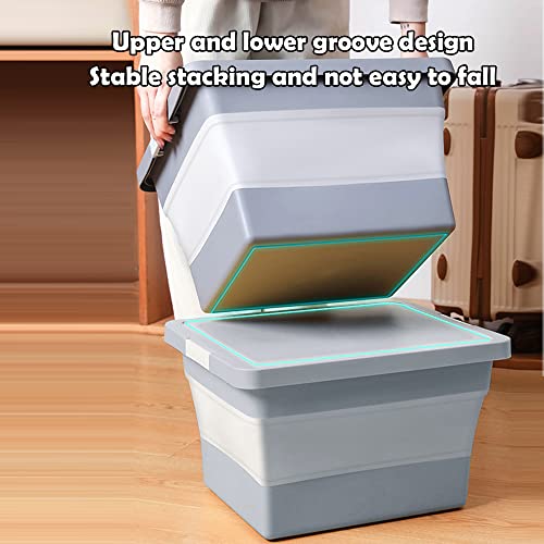 Beinilai Collapsible Storage Bins with lids,26 Qt Plastic Storage Bin Containers Tote Organizing with Secure Buckles,Suitable for Family Outdoor Multi-scene (Dark Gray)