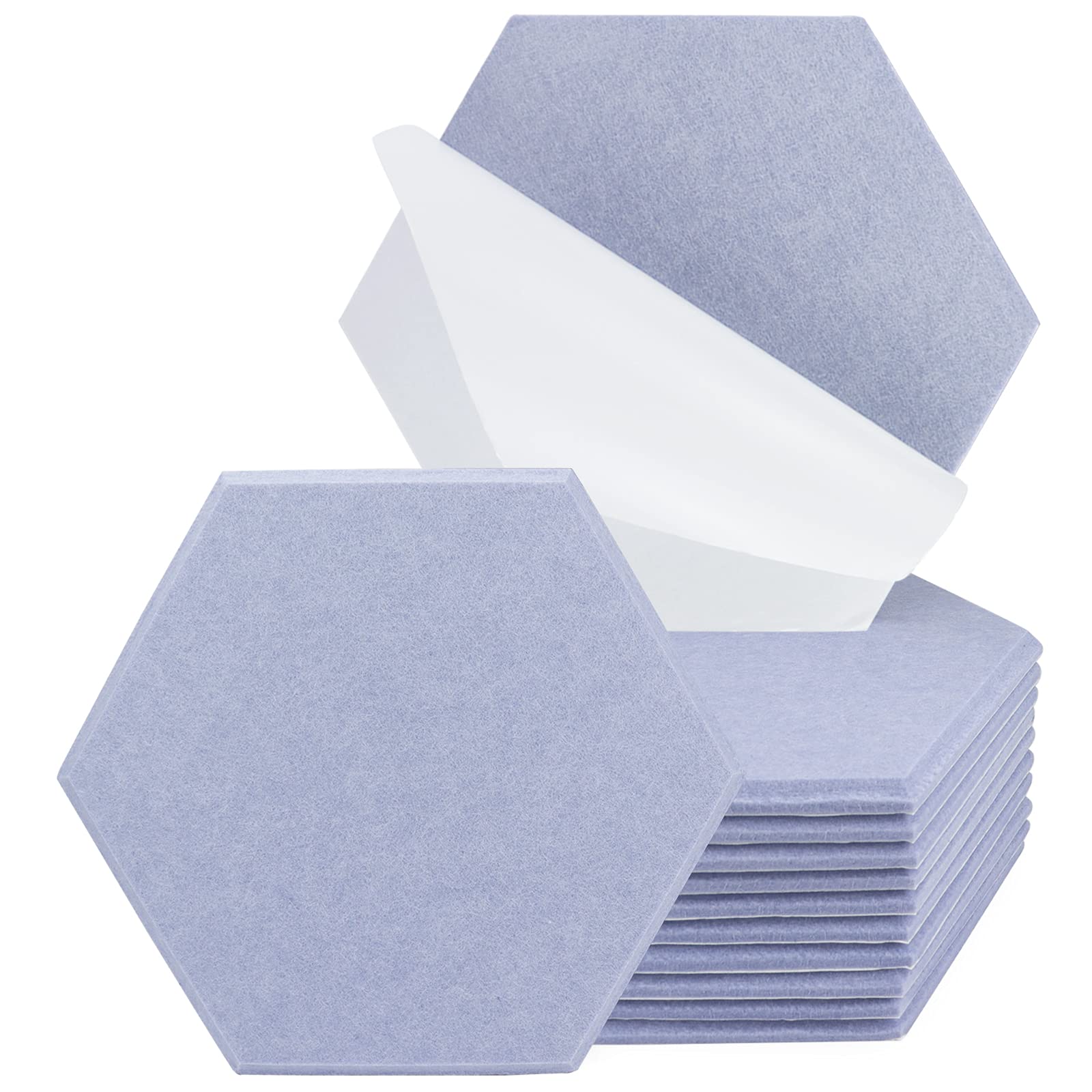 Troystudio Thickened Acoustic Panels Self-adhesive - 12 X 12 X 0.5 Inches 12 Pack Hexagon Sound Absorbing Panel, Recording Studio Acoustical Treatments Soundproof Wall Panels