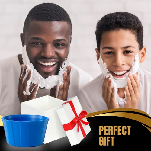 TIMELESS RAZOR Blue Shaving Bowl w/Ridges - Mixes Mens Shaving Cream & Shaving Soap - Durable & Holds Heat Longer - Whip a Quick, Rich & Thick Lather - USA Made