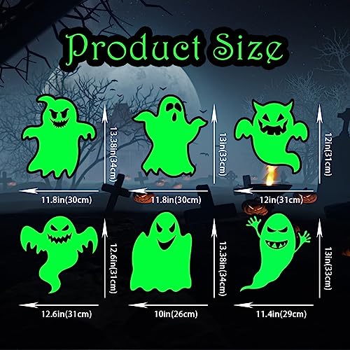 Halloween Decorations Outdoor Yard Signs, 6 PCS Glow in the Dark Fluorescence Halloween Scary Ghost Yard Signs with Stakes,Scary Silhouette Halloween Decorations for Outdoor Lawn Garden