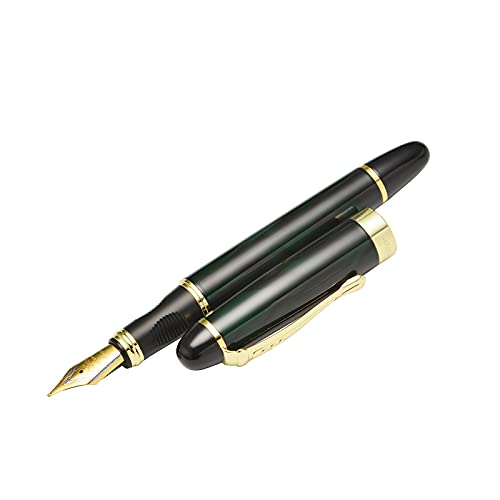 Jinhao X450 Fountain Pen Green Marble Medium Nib Size with Ink Refill Converter for Bottle Ink,Business Signature & Smooth handwriting pens