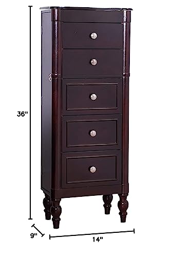 Hives and Honey Scarlett Jewelry Armoire - Elegant Storage Organizer for Your Precious Pieces | Solid Wood, Mirrored Lid | Anti-Tarnish Felt Lining | Espresso Finish