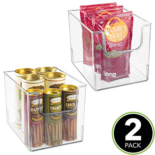 mDesign Modern Plastic Open Front Dip Storage Organizer Bin Basket for Kitchen Organization - Shelf, Cubby, Cabinet, Cupboard, and Pantry Organizing Decor - Ligne Collection - 2 Pack - Clear