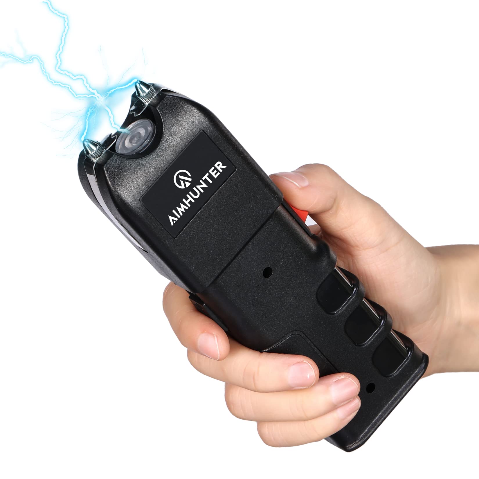 AIMHUNTER Mini Stun Gun Pen Safety Protection Easy to Hide Outdoor USB Rechargeable with LED Flashlight Safety Electric Shock (black2)