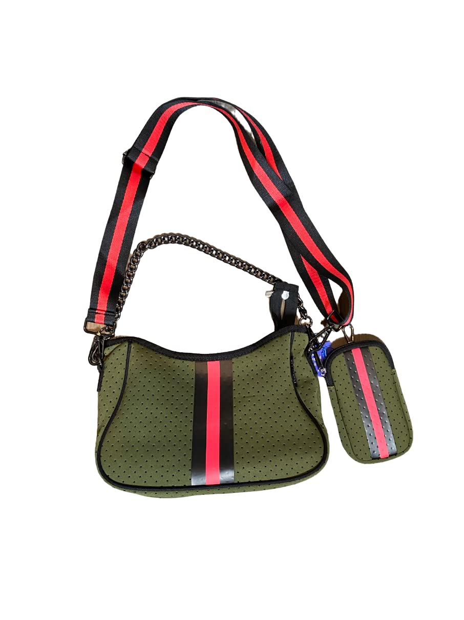 Dallas Hill Designs Crossbody Neoprene Purse for Women | Ladies Drawstring Handbag | 2 Detachable Straps | Matching Pouch