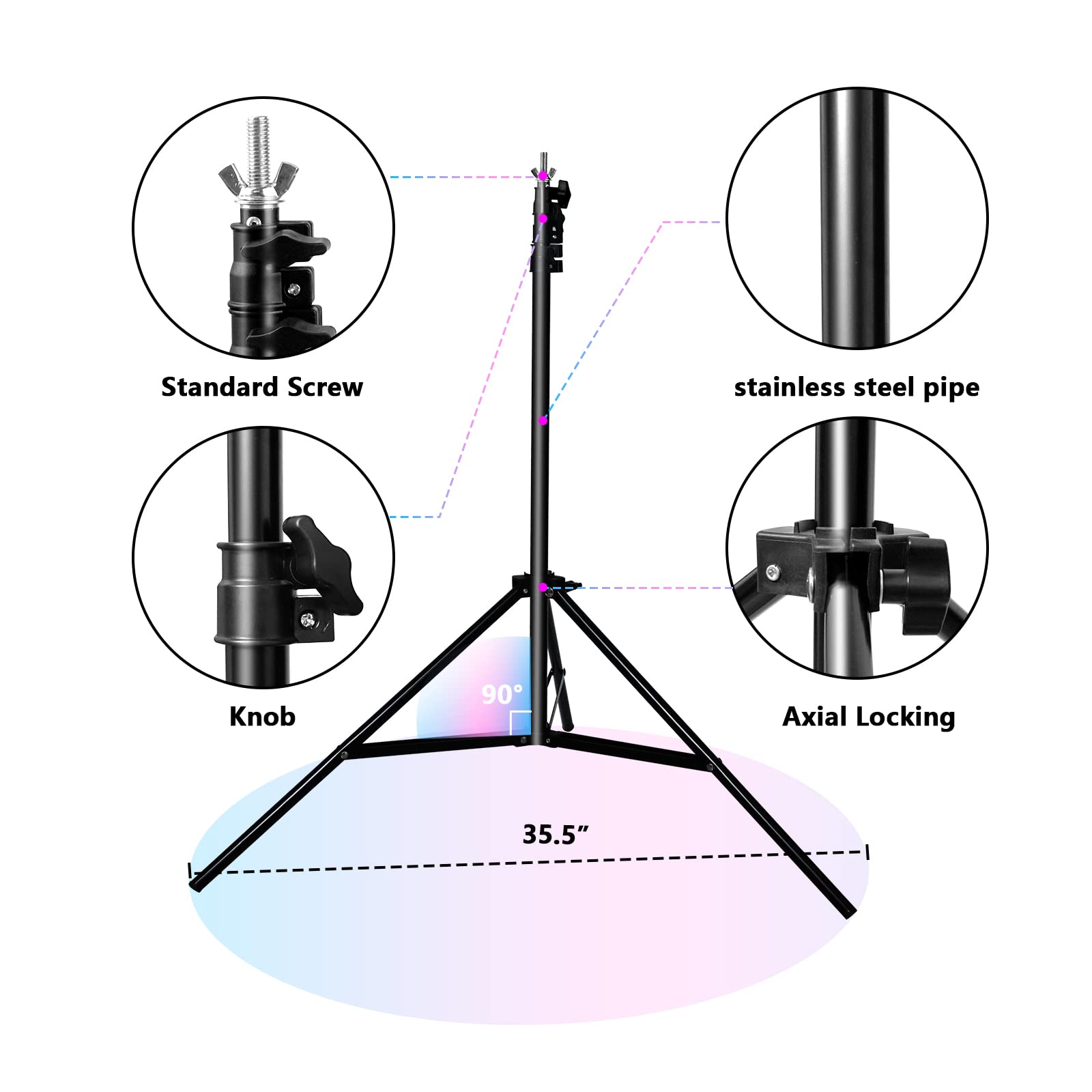 Adjustable Photo Backdrop Stand - 10Ft Photo Backdrop Stand Kit Background Support System Kit with 4 Crossbars, 4 Background Clamps, 2 Sandbags, and Carrying Bag for Parties, Wedding, Photography