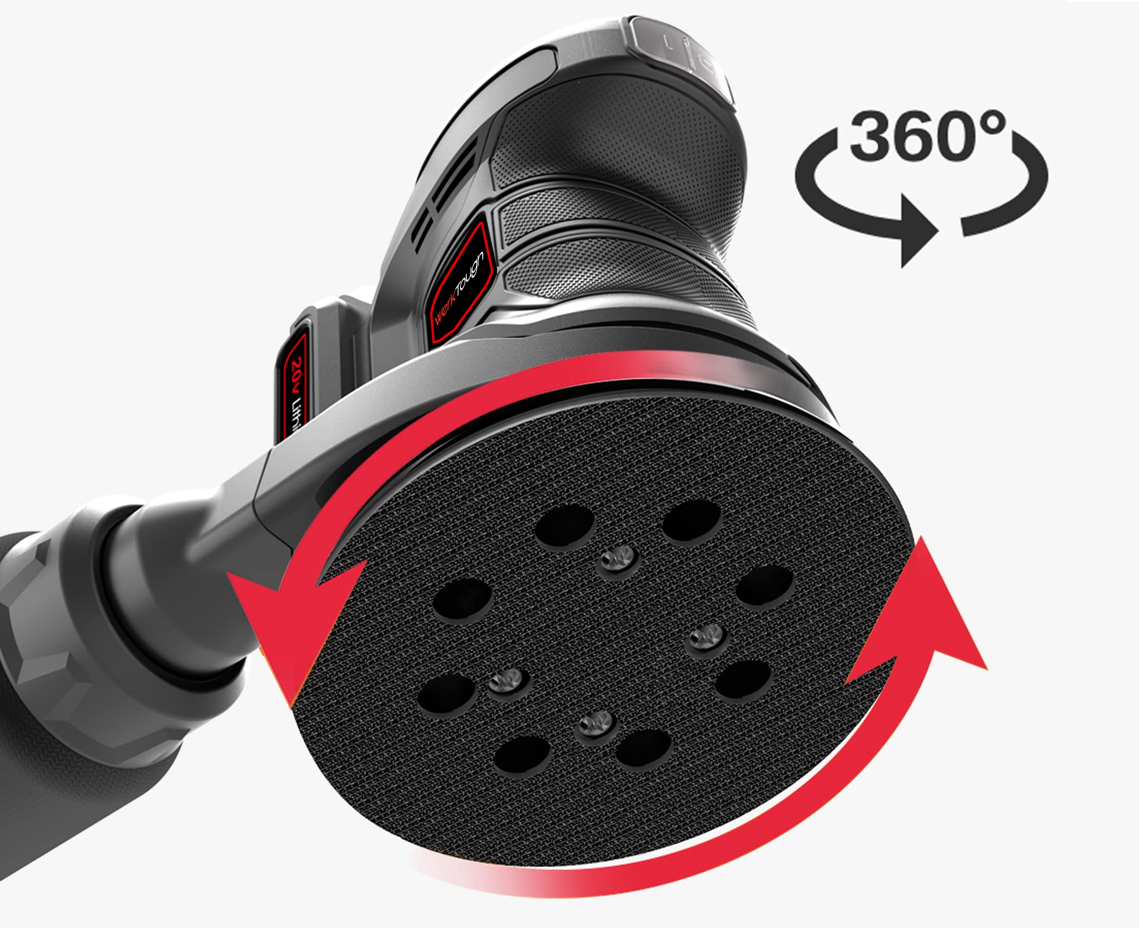 Powertough SA002 20v Cordless Random Orbital Sander 6-step Speed With 2.0A BatteryAnd Fast Charger 1pcs 125 Sander Wheel And 6pcs 125mm Sander Paper With Dust Bag