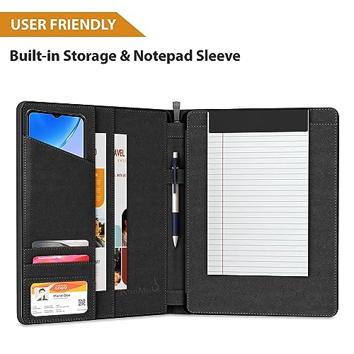 KHOMO Universal Padfolio Case - Portfolio Organizer for Tablet 8.5 up to 11 inch –PU Leather Notebook Pad Holder Folder for iPad, Air, Pro & Others