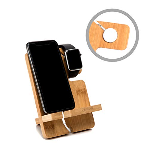 JACKCUBE Design Bamboo Charger Dock Stand Multi Device Charging Station Organizer Holder for Smartphone Cellphone Mobile Phone β :MK243A