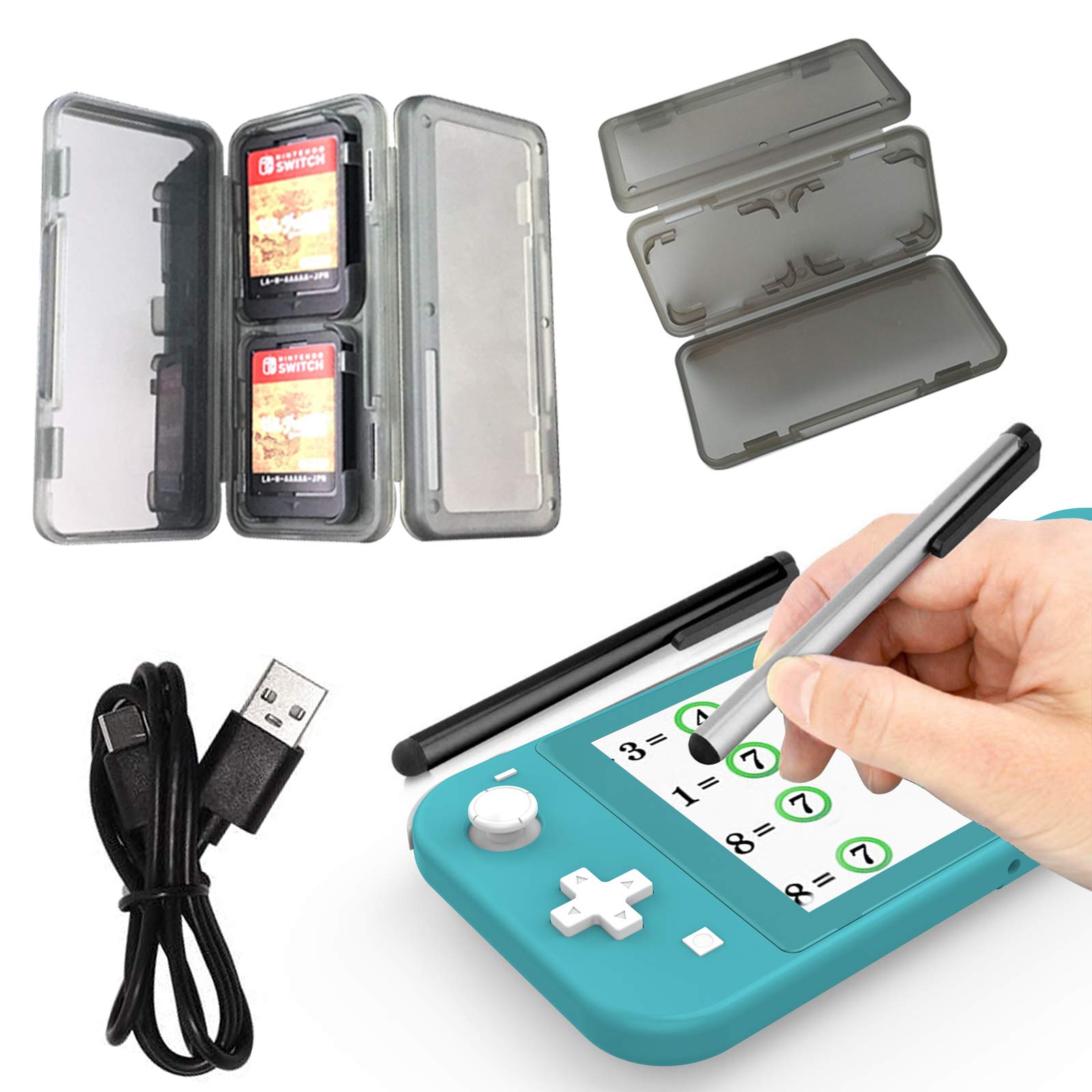 Accessories Bundle for Switch Lite, Kit with Carrying Case, Screen Protector, Playstand, Game Card Case, Charging Dock, USB Cable,Thumb-Grip Caps, Stylus for Nintendo Switch Lite