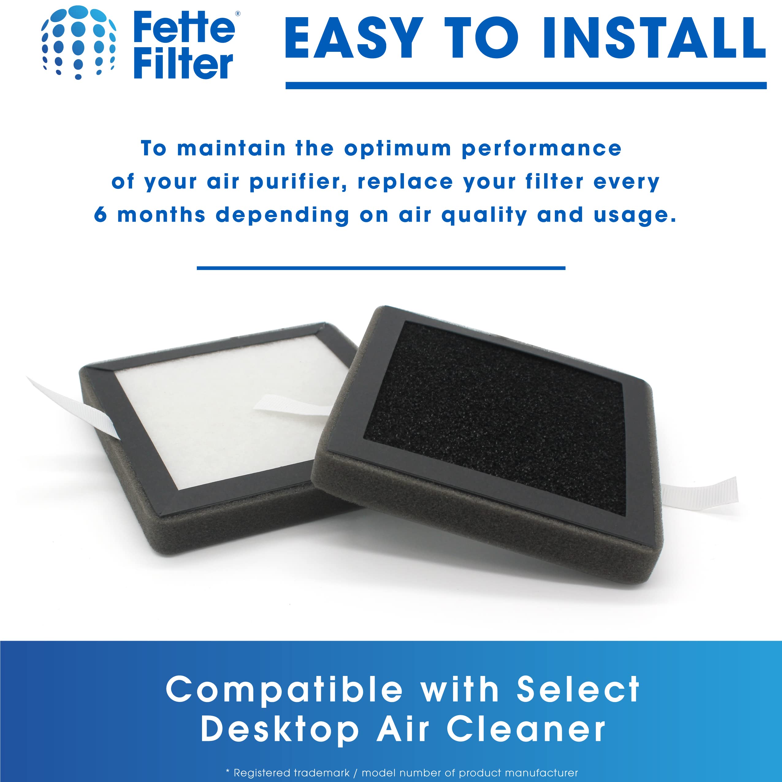 Fette Filter - True HEPA Air Purifier Filters with Activated Carbon Filters Compatible for Potulas Compact Desktop Air Purifier - Pack of 4