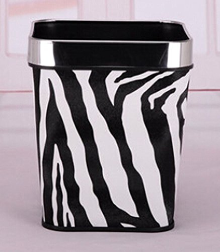 European Fashion Without Cover Trash Bins Kitchen Bathroom Square Trash Can (Zebra, Small)
