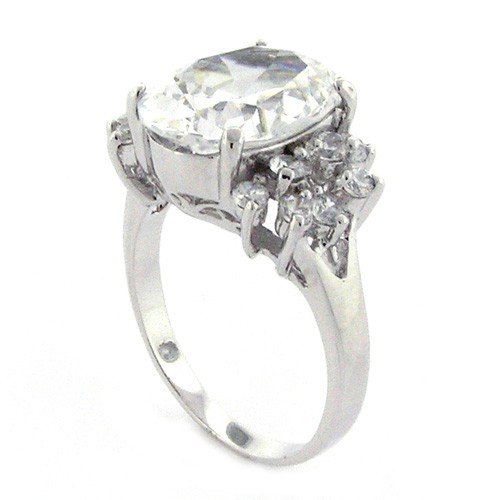Alljoy Classic Engagement Ring w/Oval Brilliant White CZ Size 7