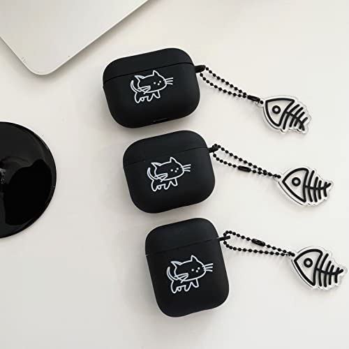 Black Cat Pattern Case for AirPods 3rd Generation 2021, Shock-Absorbing Case Cover Accessories with Pendant Full Protective Case for Women Men Girl