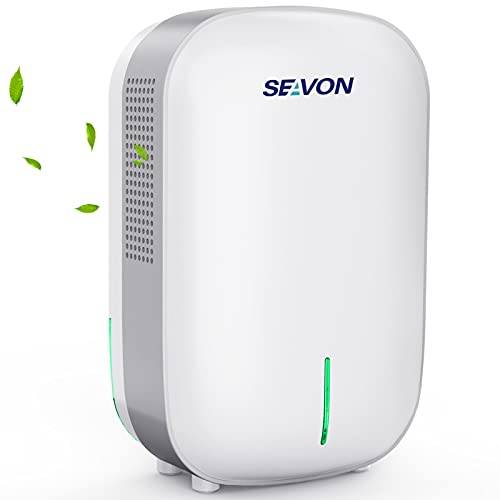 SEAVON 27OZ Dehumidifier Small Dehumidifiers for Home 2200 Cubic Feet (260 sq ft), Portable and Compact 800ML Capacity Quiet Dehumidifiers for Bedroom, Bathroom, RV, Closet, Basements, Auto Shut Off