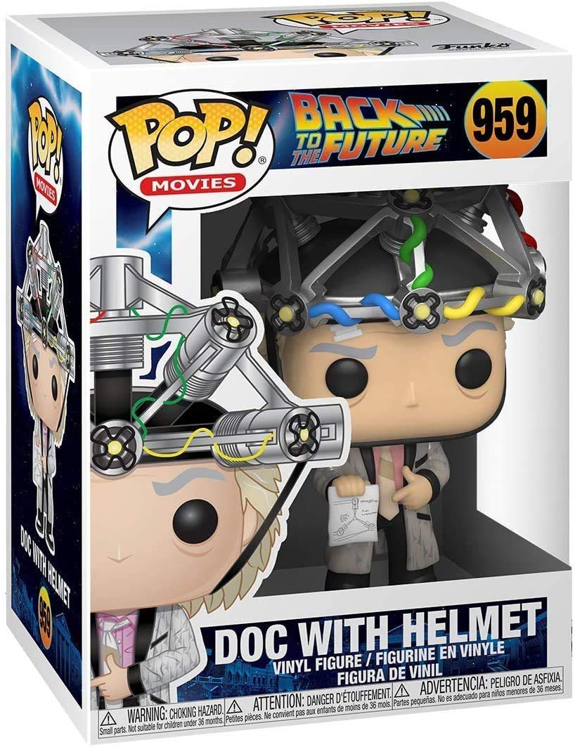 Funko Pop! Movies: Back to The Future - Doc with Helmet Bundle with 1 PopShield Pop Box Protector