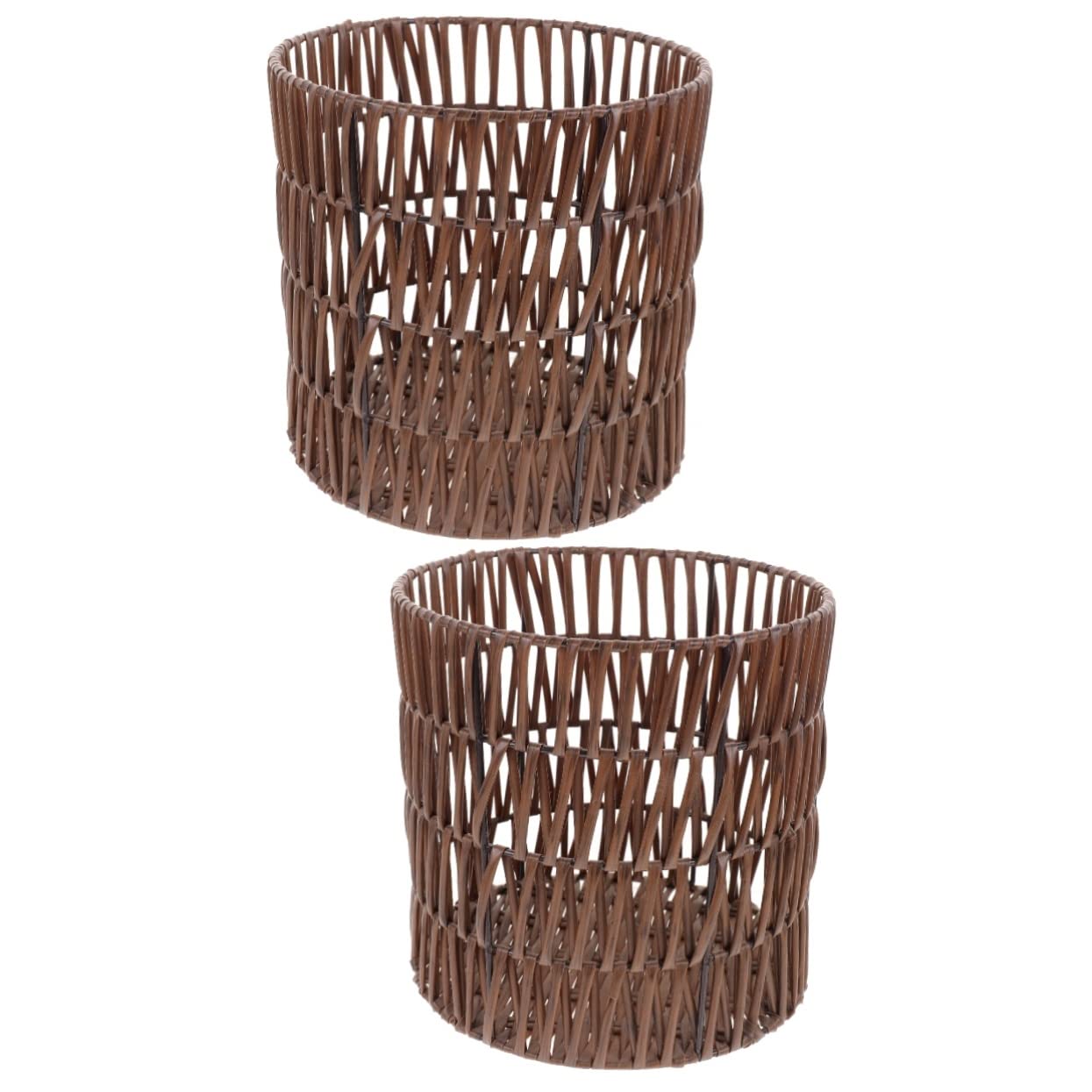 Amosfun 2pcs Hollow Storage Basket Rolling Laundry Hamper Wastebaskets Waste Basket Laundry Basket Wicker Laundry Hamper Basket Nursery Storage Bins Easter Towel Basket Baby Iron Handmade