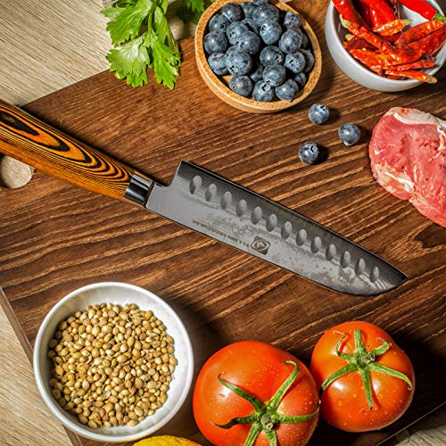 Professional Damascus Chefs Knife, 67-layer Handmade 7" Damascus Santoku Knife, Japanese VG10 Super Steel Core