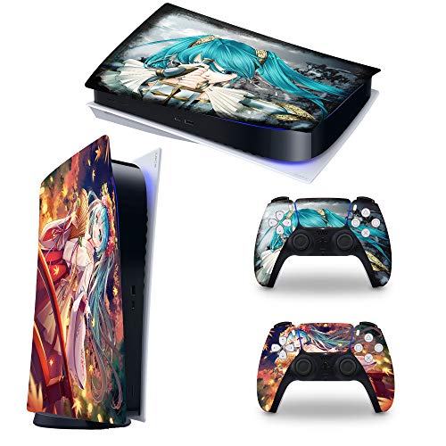 Anime Girl Famous - PS5 Standard Edition Skin Console and 2 Controller, Vinyl Decal Sticker Full Cover Protective