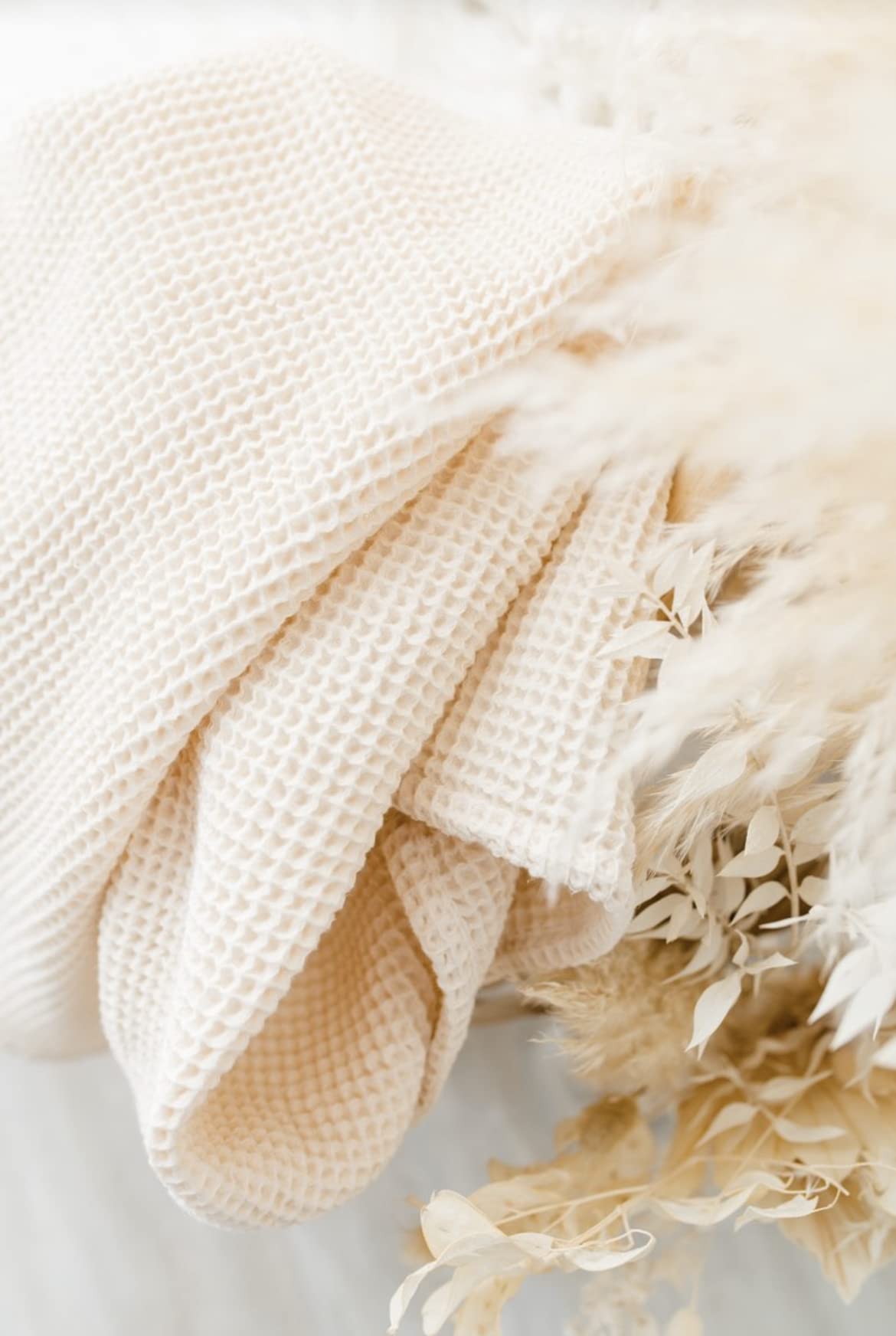 judith + lain Waffle Baby Blanket Boho Knit Swaddle - 39"x39" Neutral Receiving Blankets 100% Cotton | Baby Registry Search Gender Neutral Gifts | Unisex Newborn Essentials