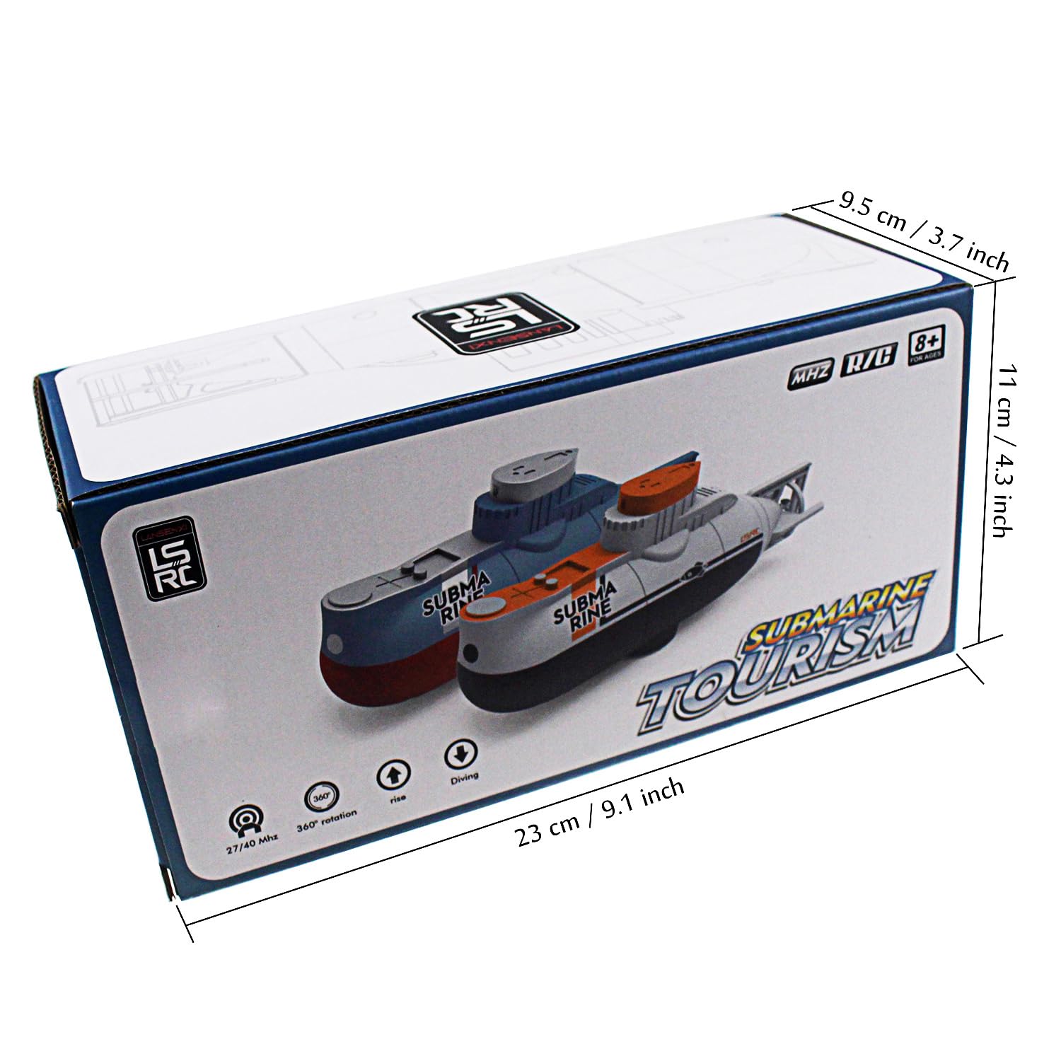 Tipmant RC Submarine Toy Remote Control Boat Ship Electric Dive for Fish Tank Water Tub Kids Birthday Gift (Blue)
