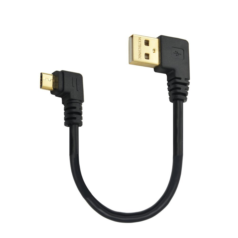 mxtechnic Micro USB Data Cable 5.9 inch 90 Degree Left Angle USB 2.0 A Male to Micro B Left & Left Angle for syncing Charging Smartphones, GPS, External Hard Drives (Black)