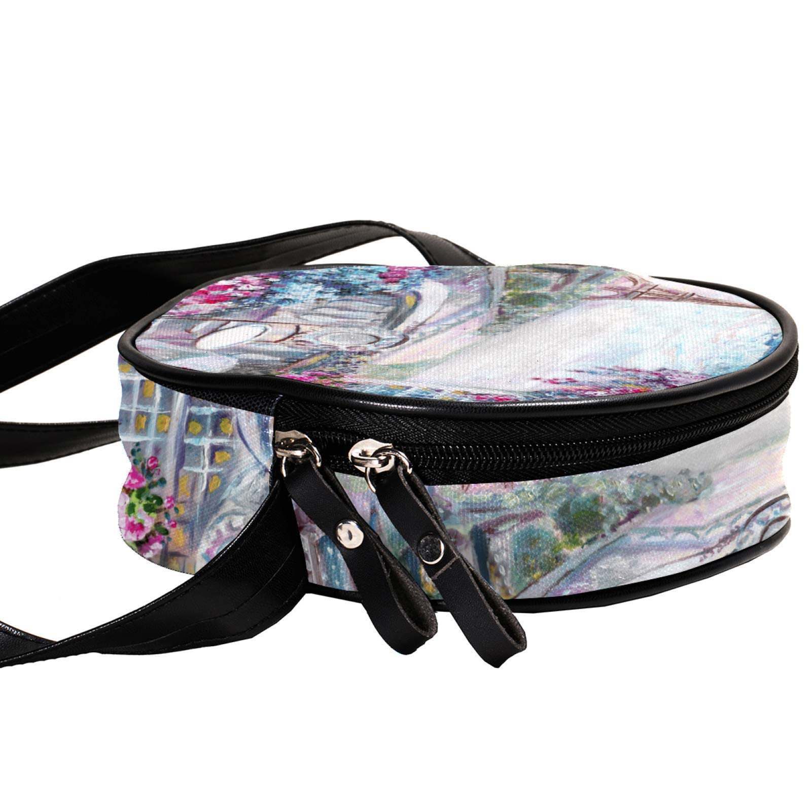 Paris Tower Oil Painting Canvas Crossbody Bag Round shoulder Bag Circle Purse