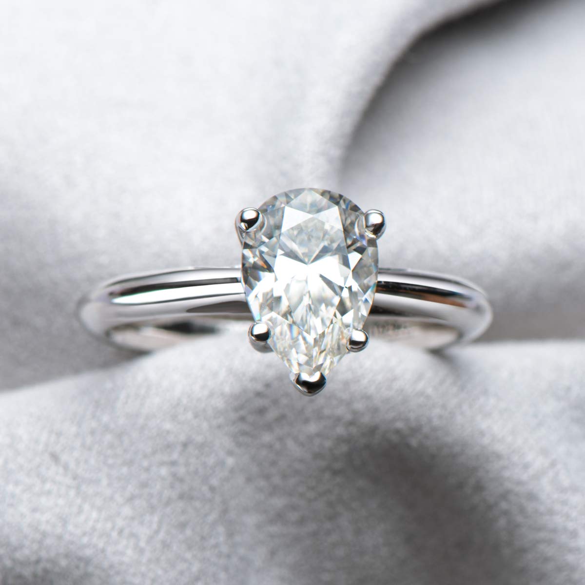 AINUOSHI Sterling Silver Moissanite Diamond Ring, 2.0ct Pear Shaped Wedding Ring, D-E Color Grade, Perfect for Wedding, Engagement Proposal and Anniversary. Size 8.0 In US