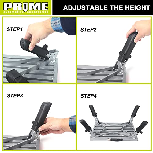Prime 1 Safety RV Steps Extra Large Platform 19in x 14.5in Extra Size RV Folding Step Stool and Ladder, 600lbs, Height Adjustable, Aluminium with Reflective Stripe, Anti-Slip Surface and Extra Grip