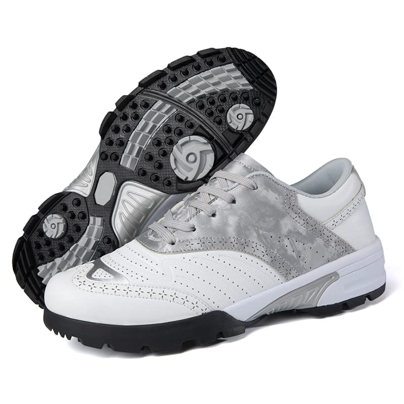 AOLEXWU Golf Shoes Men Spikeless Comfortable Anti Slip Walking Footwears Shock Resistant Breathable Golf Training Sneakers Grey