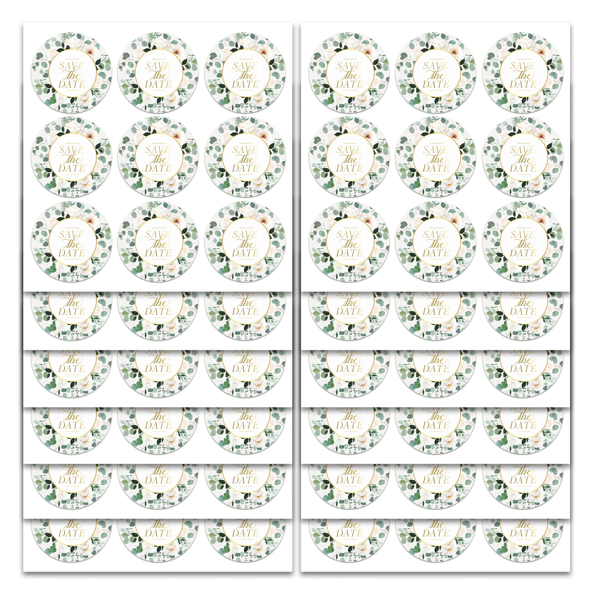 Mobiusea Creation Save The Date Stickers for Envelopes | 1.4 inch | Gold Foil | 108pcs Waterproof Invitation Stickers for Wedding, Bridal Shower, Birthday, Baby Shower, Envelope Seal Stickers