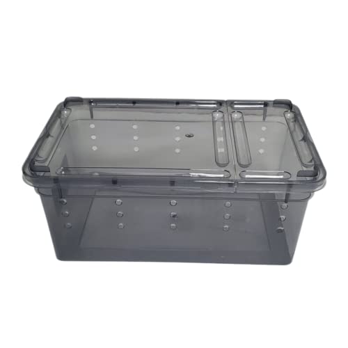 Jungle Bob - Black Plastic Reptile Terrarium - Easy Transport - Snake Feed Box - Enclosure for Arachnids, Invertebrates, Millipedes, & Beetles - Side Ventilated - Stackable - Large 12.5" x 8.5" x 6"