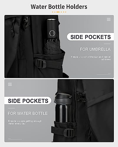 Black Laptop Backpack For Women Men 15.6 Inch Waterproof College Backpack With Laptop Compartment Aesthetic Backpack Purse For Women Anti Theft Work Backpack Rucksack Lightweight Computer Backpack