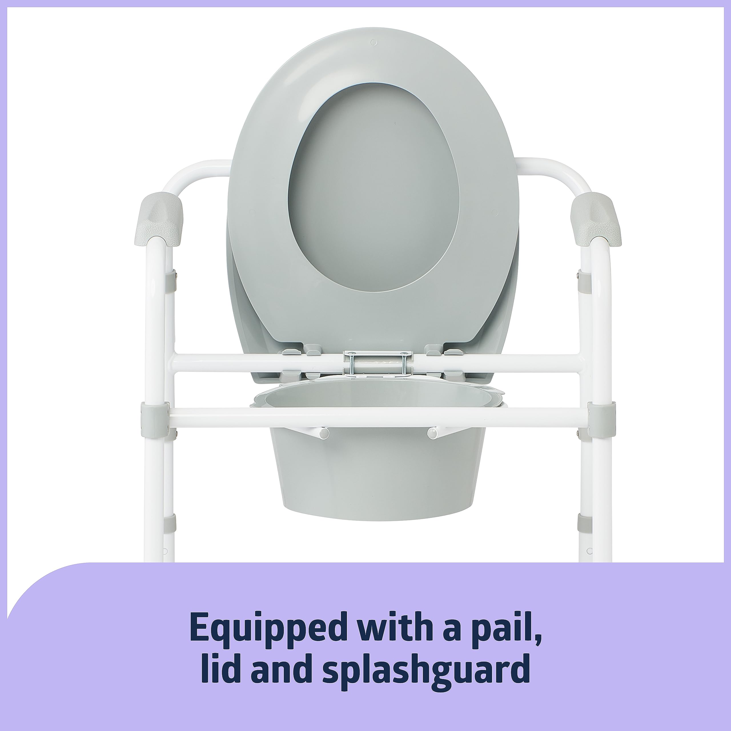 Medline 3-in-1 Aluminum Elongated Commode Seat, 350 lbs. capacity, for Seniors, Elderly and Adults