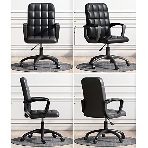 MDHP Executive Office Chair with Wheels, Pu Leather Task Chair Comfortable Height Adjustable Desk Chairs, Swivel High Back Computer Chair 330lbs Capacity(45x45x102cm(18x18x40in), Black)