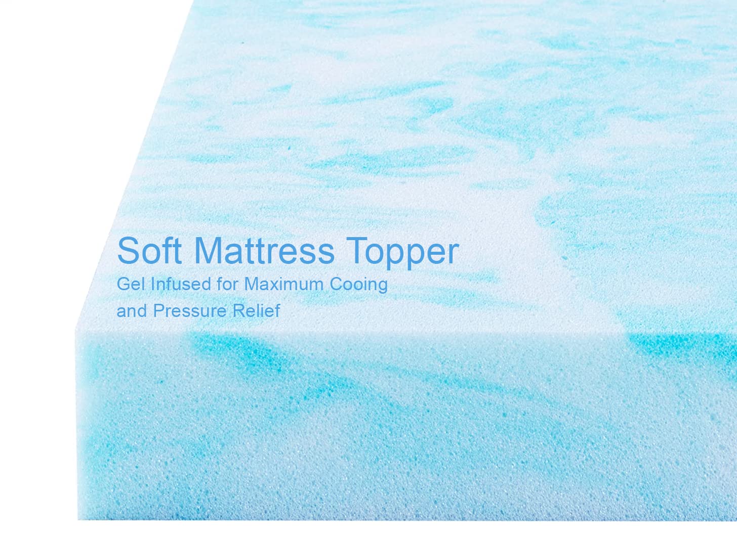 Irvine Home Collection King Size 3'' Swirl Cooling Gel Infused Memory Foam Mattress Topper, CertiPUR-US, Breathable, Plush, Pressure Relief, Blue, MTKing