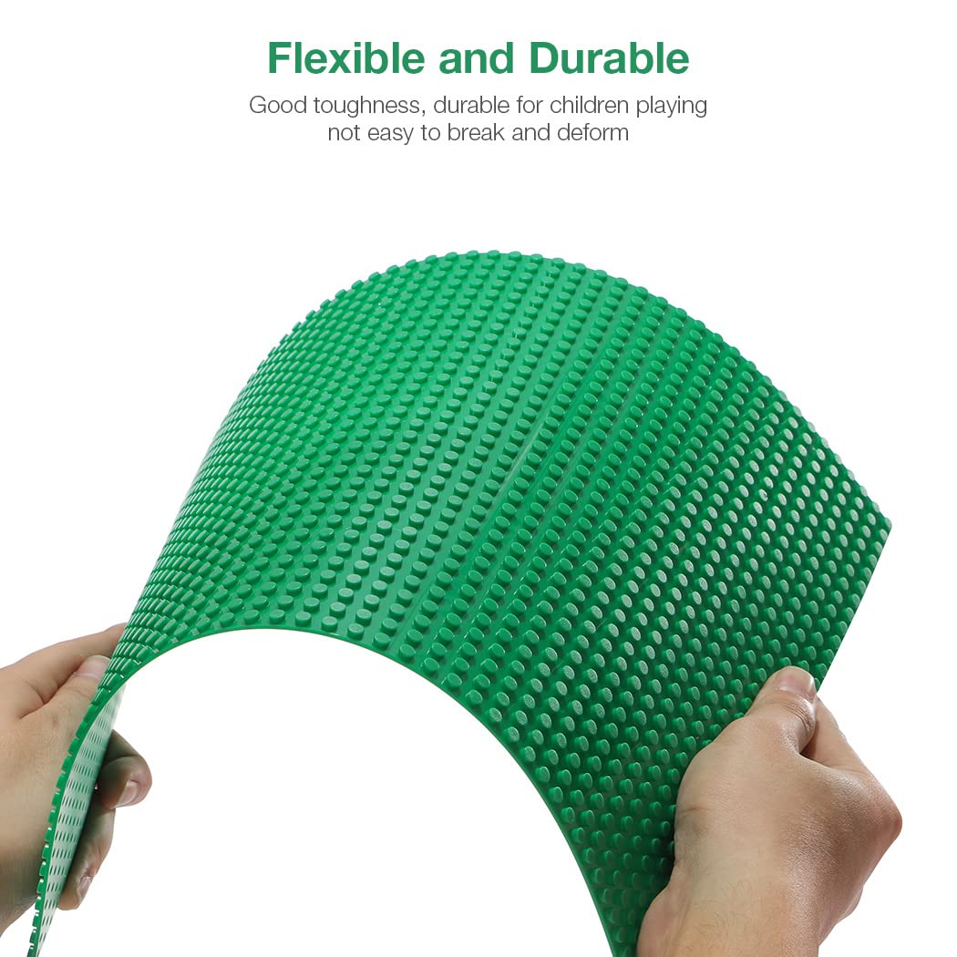 Lekebaby Classic Baseplates 10 x 15 in for Building Bricks 100% Compatible with All Major Brands-Baseplate, Playing and Displaying Creations, Building Base Accessory for Kids and Adults 2 Pack(Green)