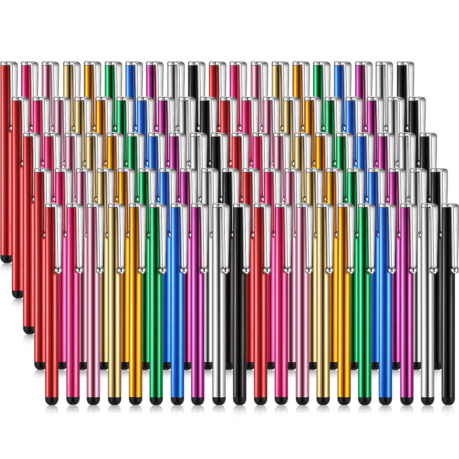 Outus 100 Pieces Stylus Pen Slim Touch Screen Stylus Universal Capacitive Digital Pen Compatible with iPad, iPhone, Samsung, Tablet, Most Devices with Capacitive Touch Screen, 10 Colors