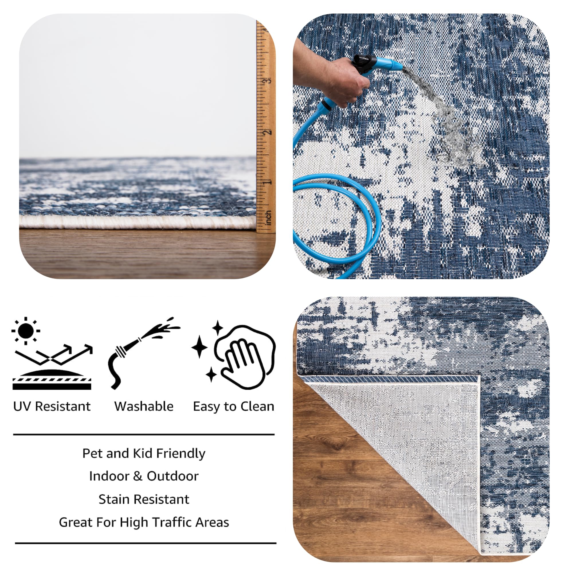 Keen Home Design Outdoor Runner Rug - 2x8 Washable Indoor/Outdoor Rug for Patio, Balcony, Kitchen, Garden, Beach, Deck and Porch. Size: 2'2" x 7'7"