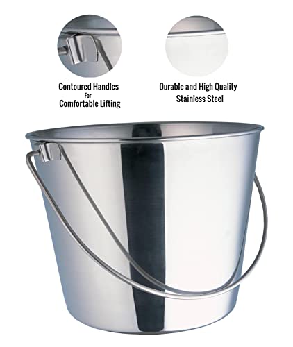 Indipets Heavy Duty Stainless Steel Pail - 2 Quart - Durable Dog Food and Water Storage