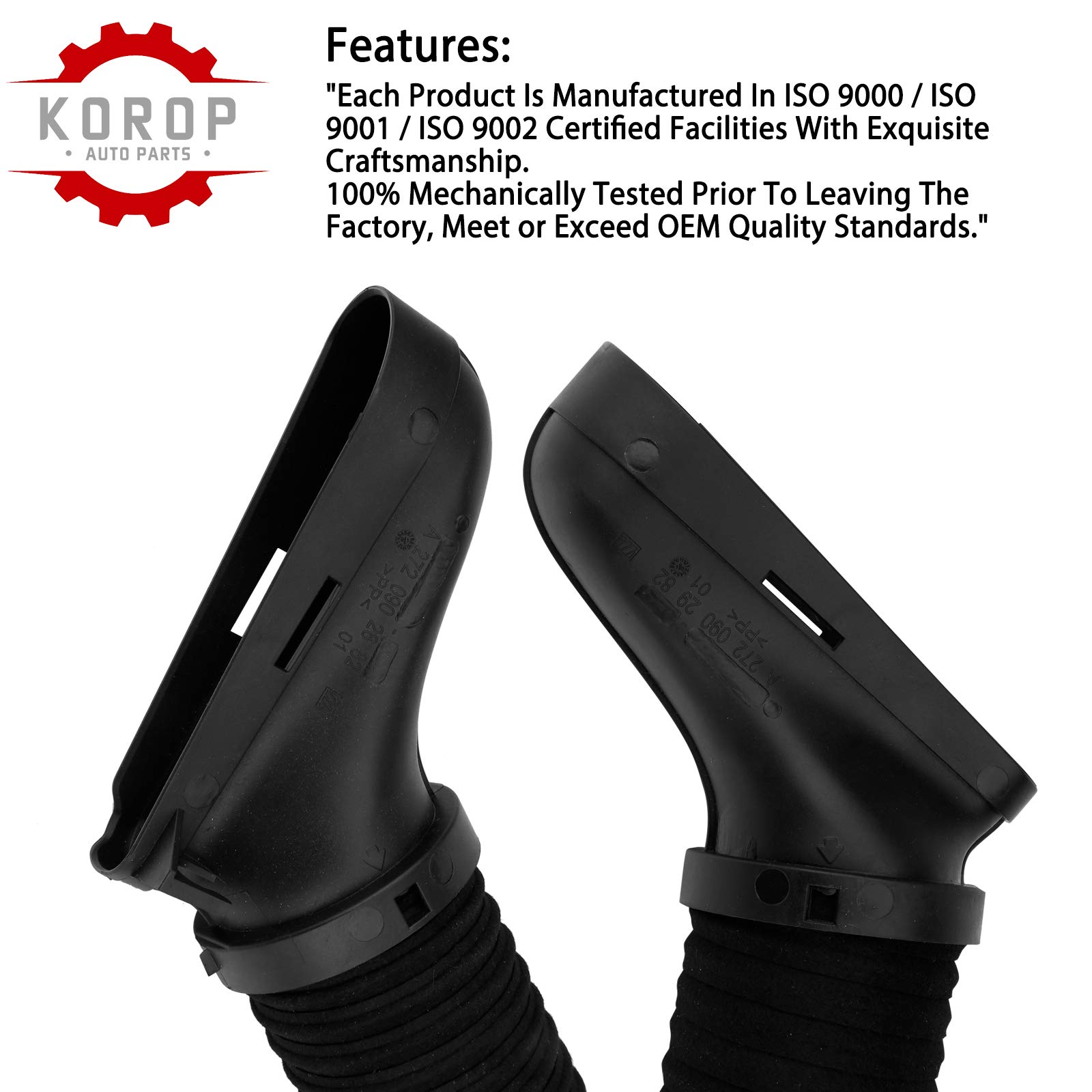 Air Cleaner Intake Hose Replaces# 2720902982 2720902882 Fits for Mercedes-Benz 2010 2011 2012 GLK350 3.5L, Right + Left Side Fresh Intake Boot Tube Duct