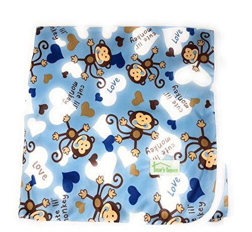 Designer Pattern Ultra-soft Large 29" x 29" Washable Baby Changing Pad (Blue Monkey)