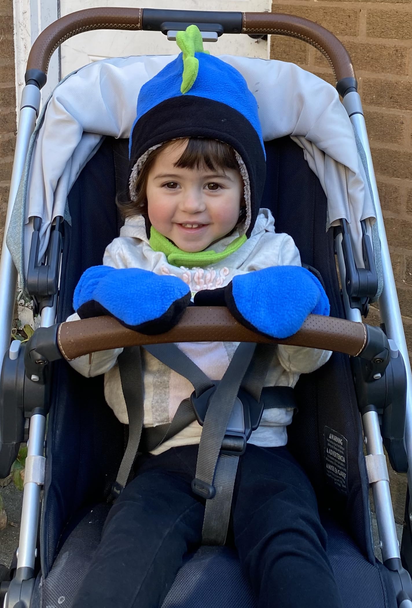 N'Ice Caps Toddler Baby Hat Mitten Set Boys Dino Fleece Gloves Warm Sherpa Lined (4-7 Years, Black/Royal/Neon Green Dino)