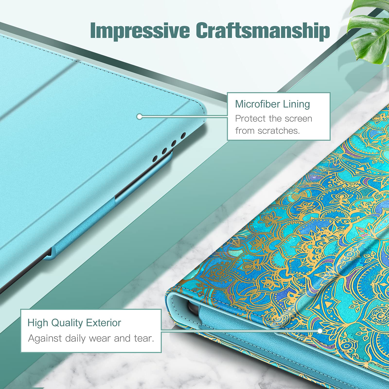 Fintie Folio Case for All-New Amazon Fire HD 10 and Fire HD 10 Plus Tablet (Only Compatible with 11th Generation 2021 Release) - Slim Fit Standing Cover with Auto Sleep/Wake, Shades of Blue