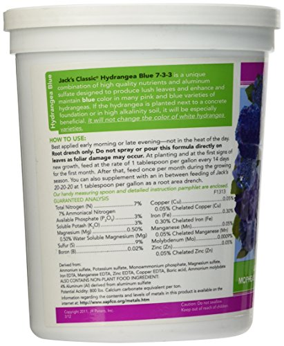 J R Peters Inc 59324 Jacks Classic No. 7-3-3 Hydrangea Fertilizer, Blue (1.5 lb)
