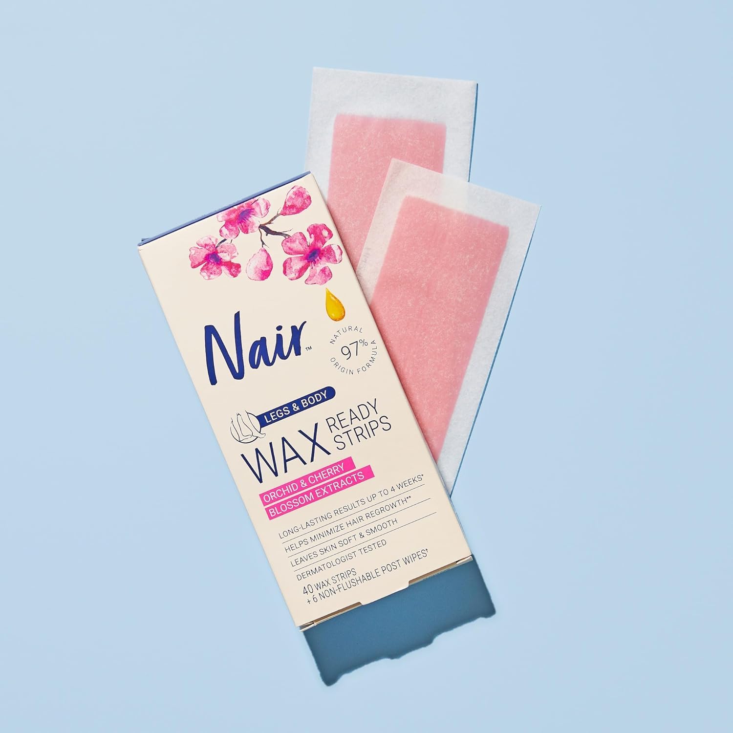 Nair Hair Remover Wax Ready- Strips 40 Count Legs/Body by Nair