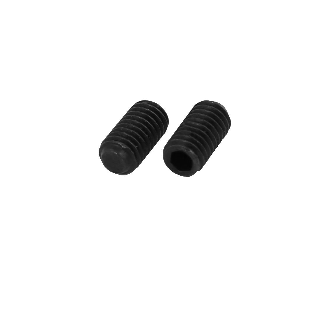 uxcell M3x6mm Metric Carbon Steel Hex Socket Set Flat Point Grub Screws Black for Towel Rack Door Knob 50pcs
