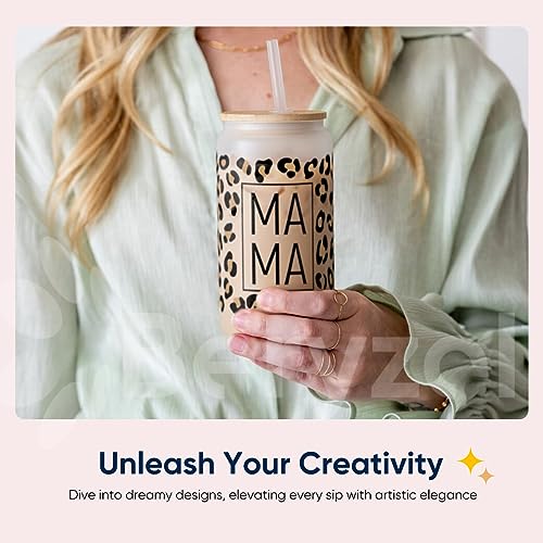 Beryzol UV DTF Cup Wrap, 9 Sheets Mama Theme 1 Sheets Mysterious Pattern and Cleaning Kit, UV DTF Transfers Stickers for 16 OZ Libbey Glass Cups Straws and Accessories